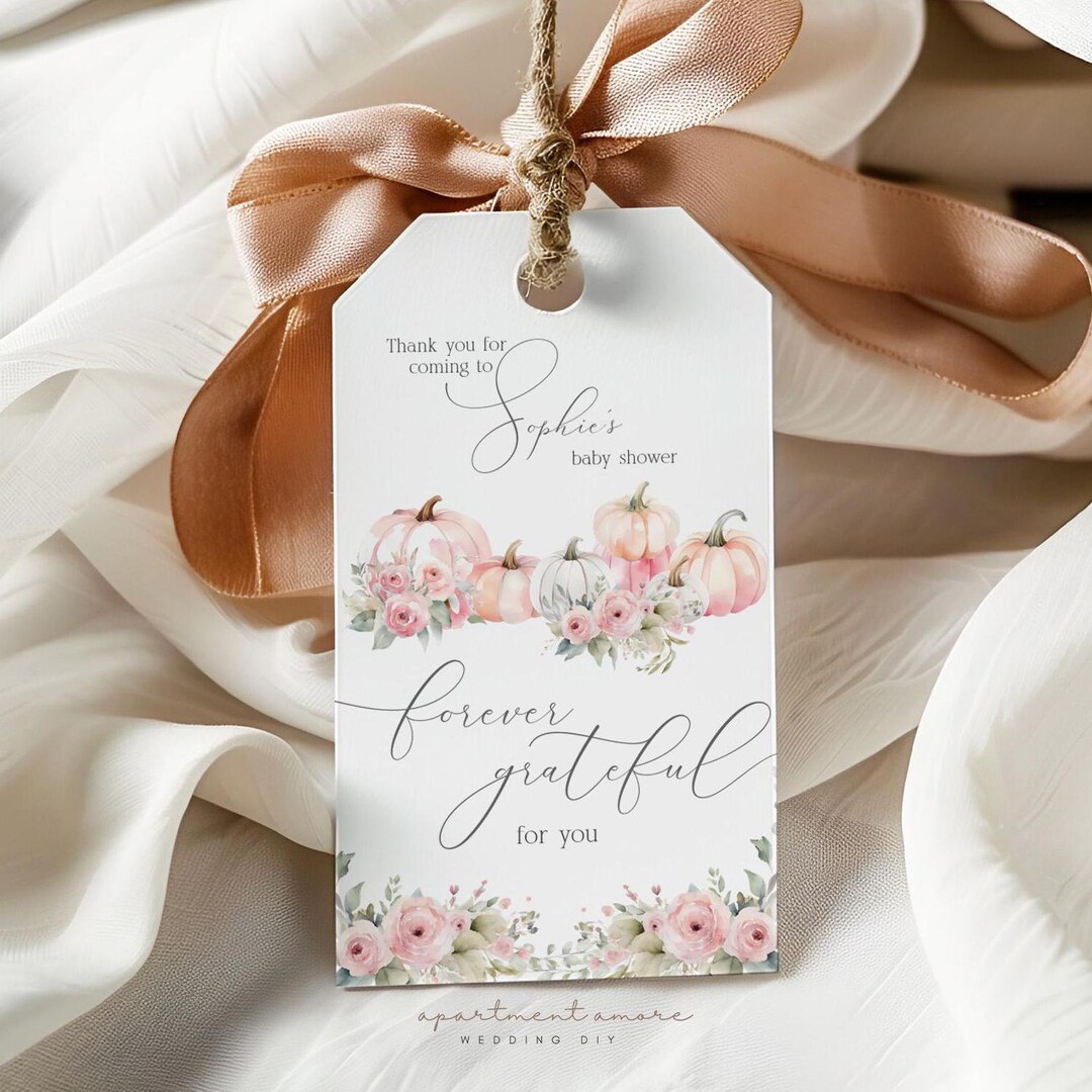 Baby Shower Gift Tag, Baby Shower Grateful Gift Tag Printable, Pink ...