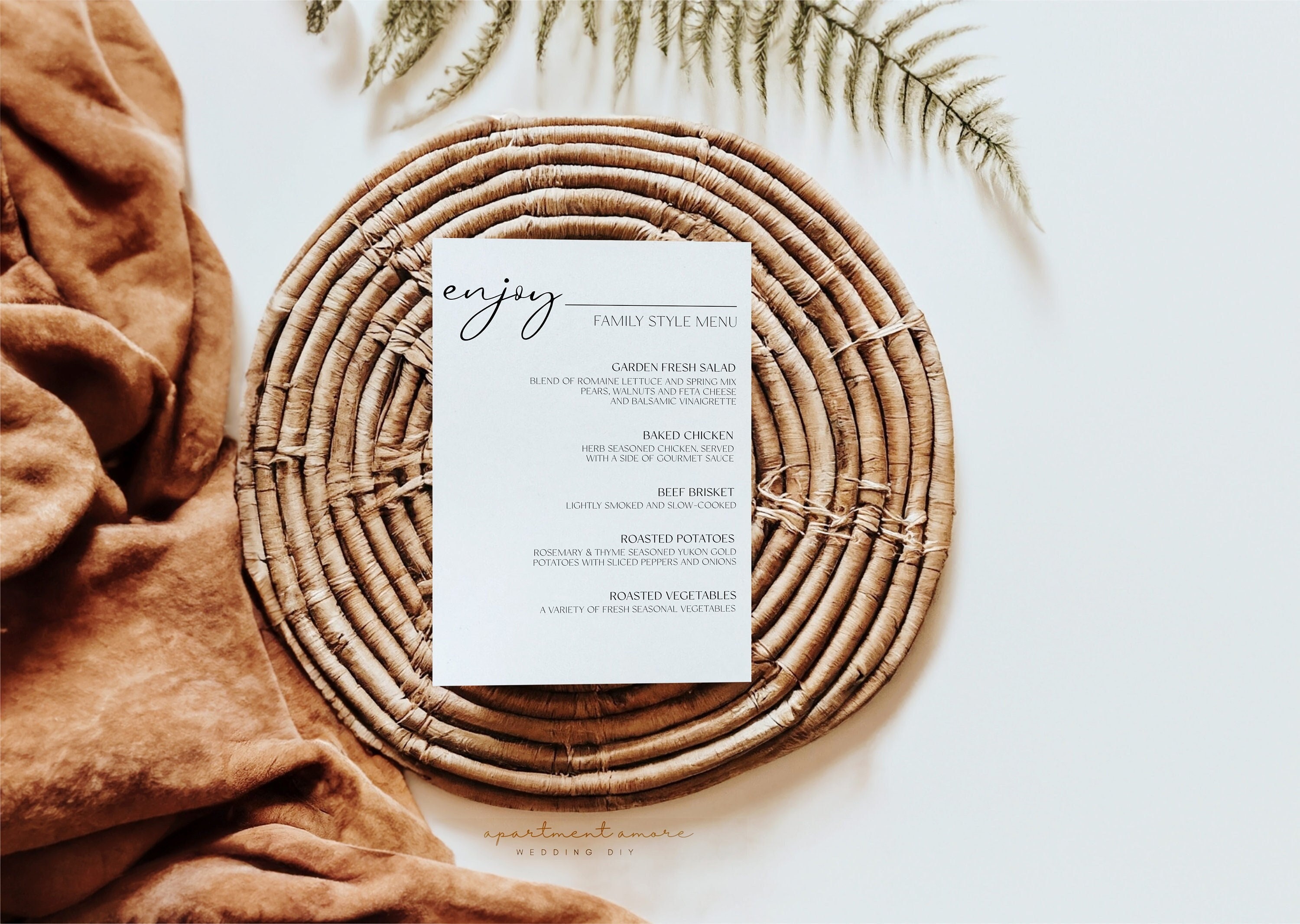 Minimalist Wedding Dinner Menu Family Style Wedding Dinner Menu ...