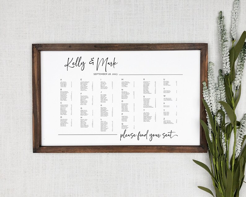 Modern Small Seating Chart, Event Seating Sign, Small Wedding Seating ...