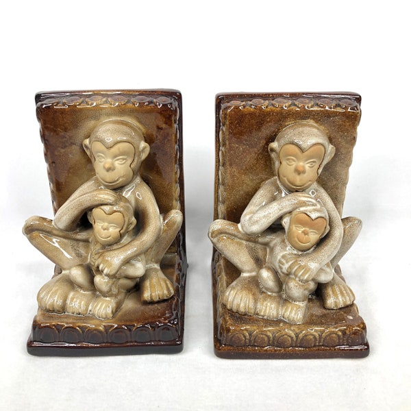 Monkey Bookends - Etsy