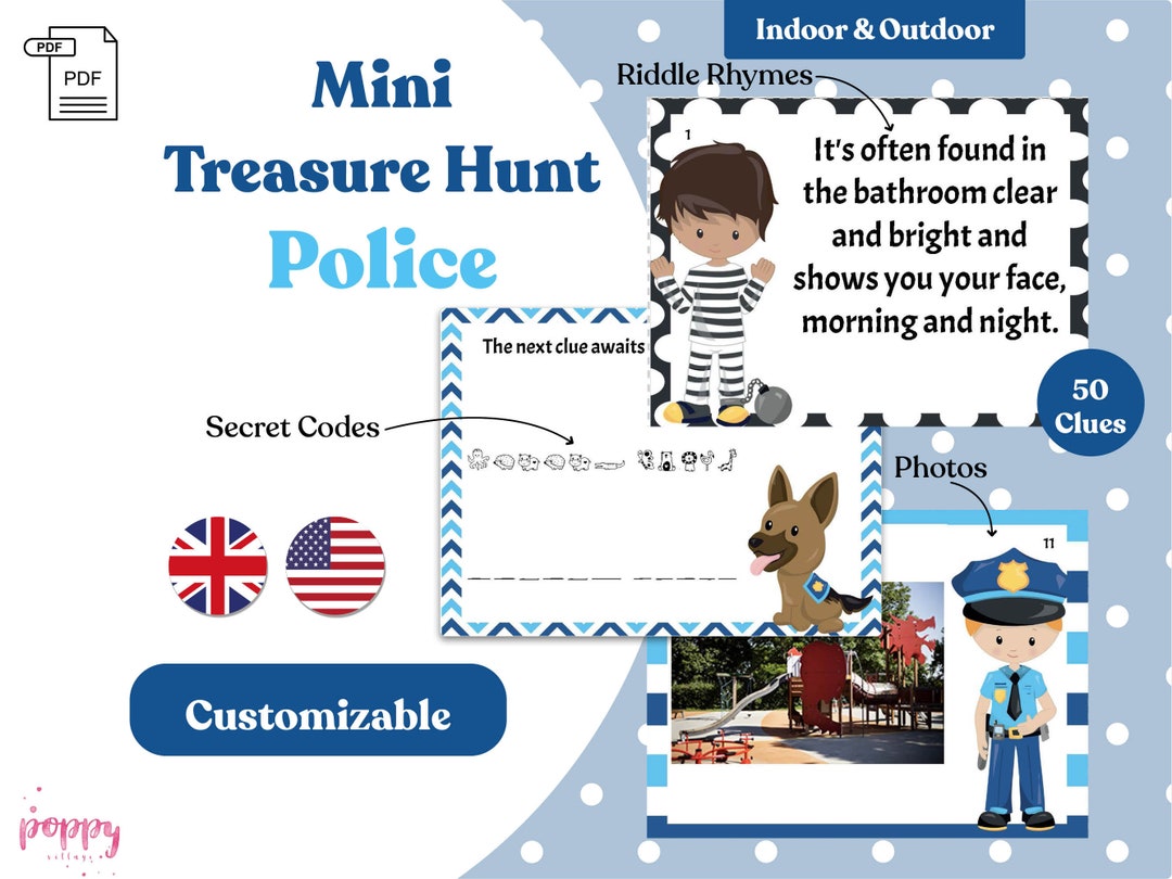 Police Treasure Hunt - Personalizable Police Themed Scavenger Hunt for ...