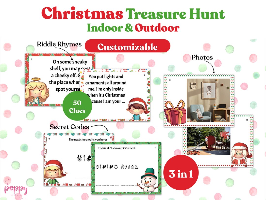 Christmas Treasure Hunt for Children With Clues - Custom Editable ...