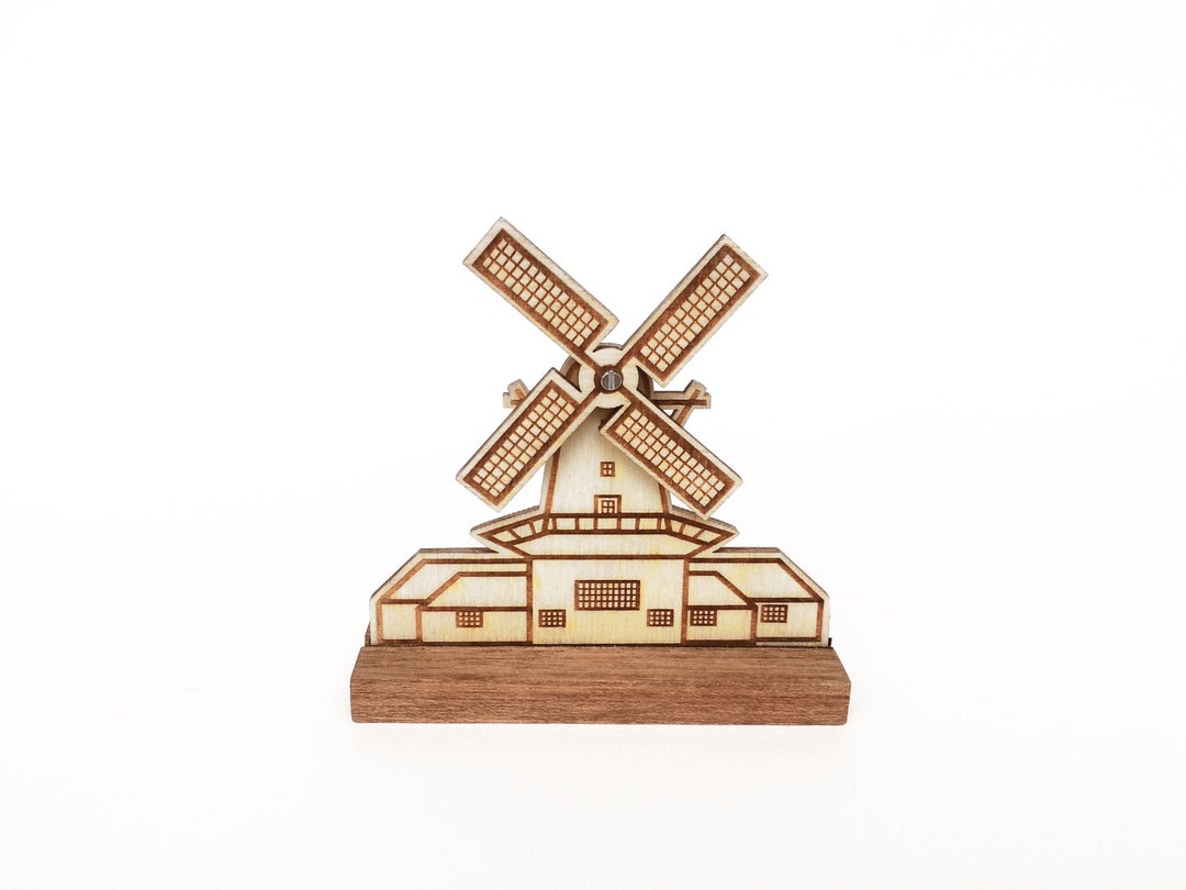 Dutch Wooden Windmill With Rotating Blades, Lasercut Miniature. - Etsy
