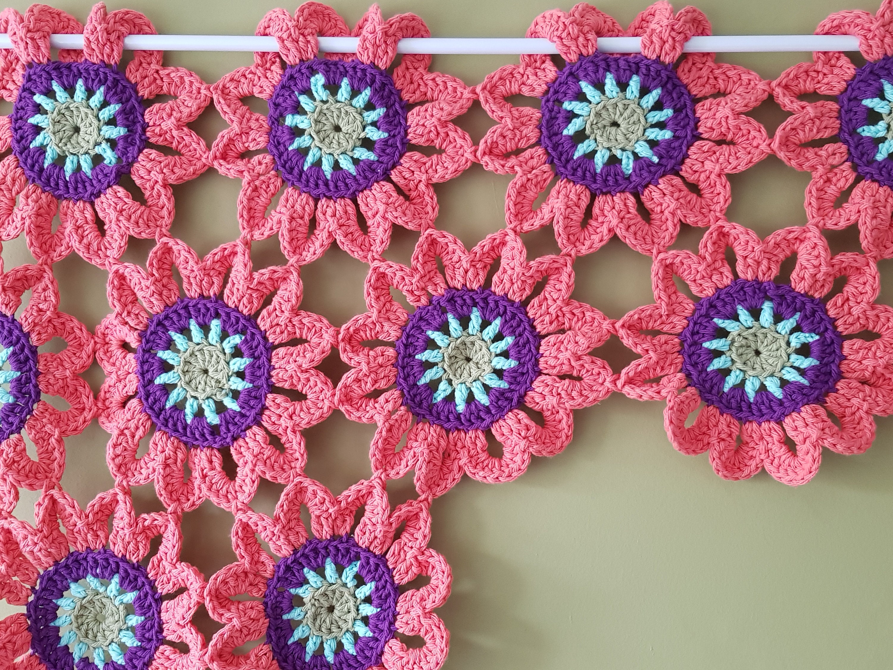Hand Crochet Flower Curtain/blind/valance - Etsy