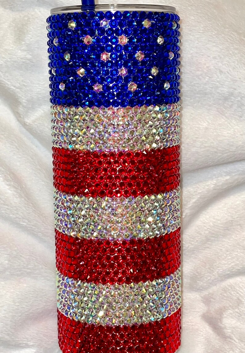 American Flag Rhinestone Tumbler - Etsy