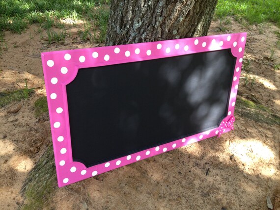 Items similar to Polka Dot Chalkboard- pink with white polka dot ...