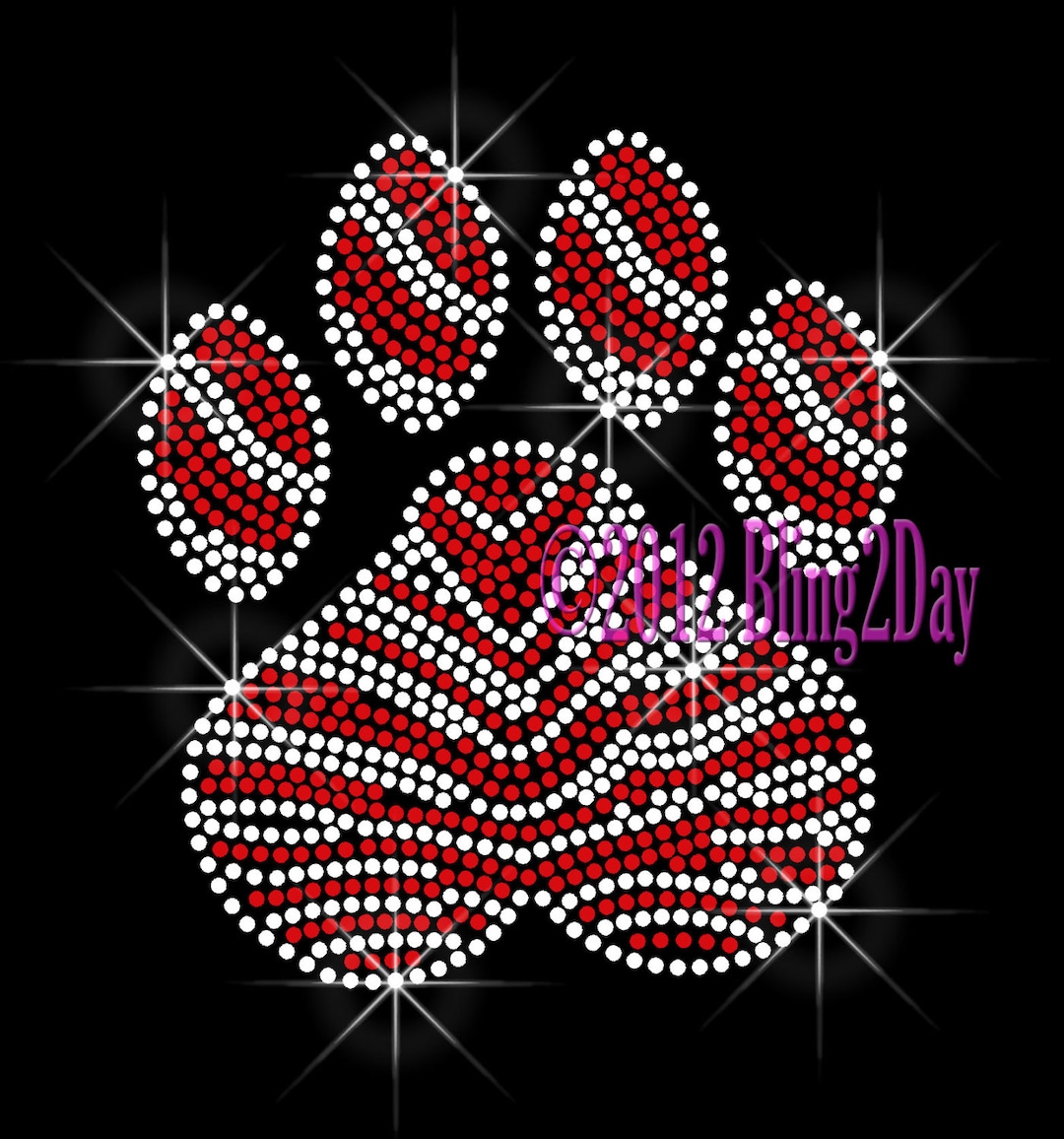 Large Zebra Paw Print - Custom Color Selection - Iron on Rhinestone ...