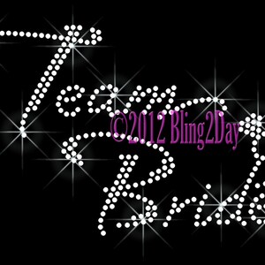 Team Bride With Diamond Ring - Custom Select Color - Iron on Rhinestone ...