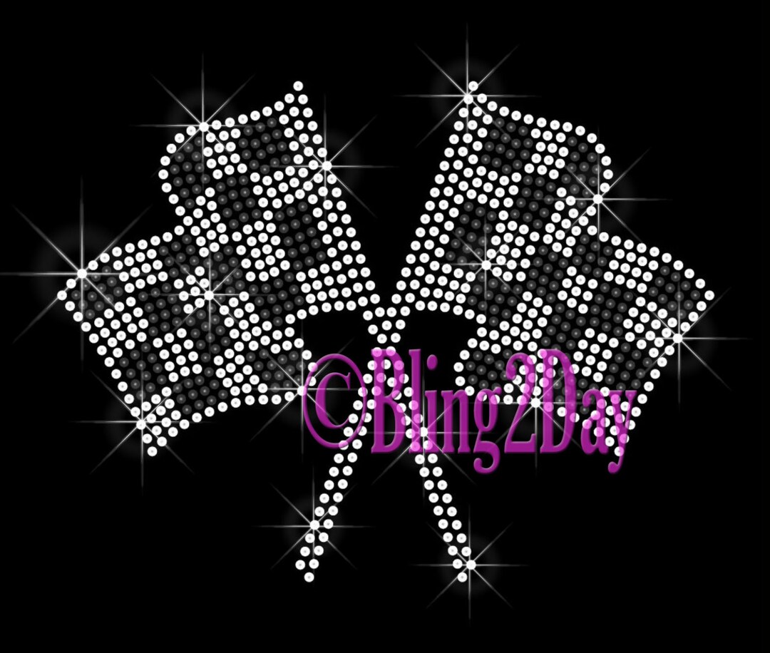 Checkered Racing Flag - Iron on Racing Flag Rhinestone Transfer - Bling ...