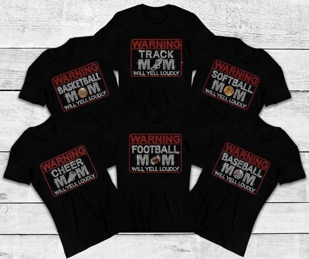 WARNING Sports Mom Rhinestone Shirt, Iron on Rhinestone Transfer ...