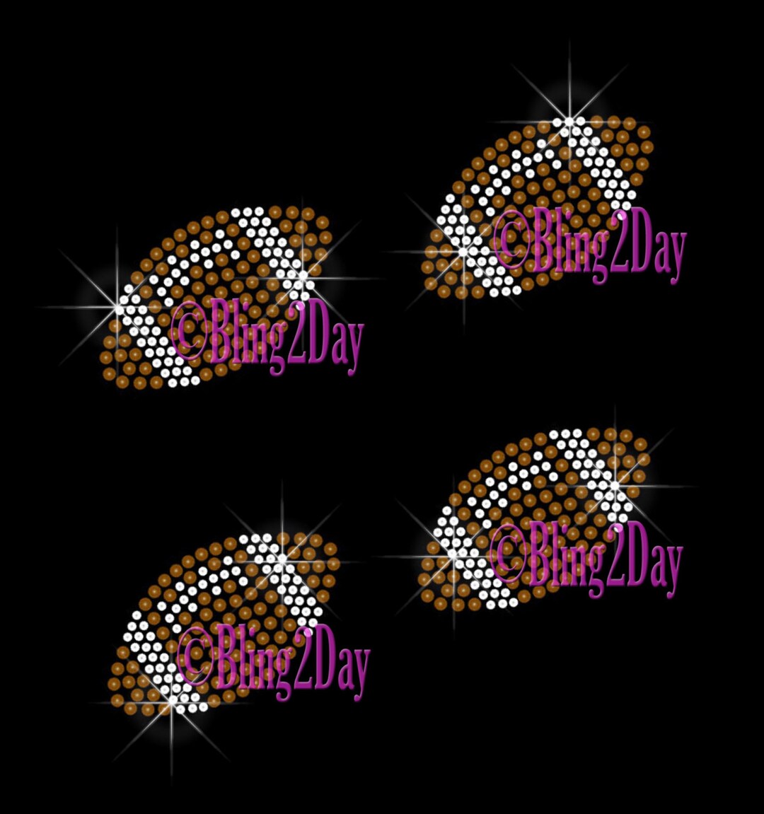 Set of 4 - FOOTBALL Balls - Iron on Rhinestone Transfer Bling Hot Fix ...