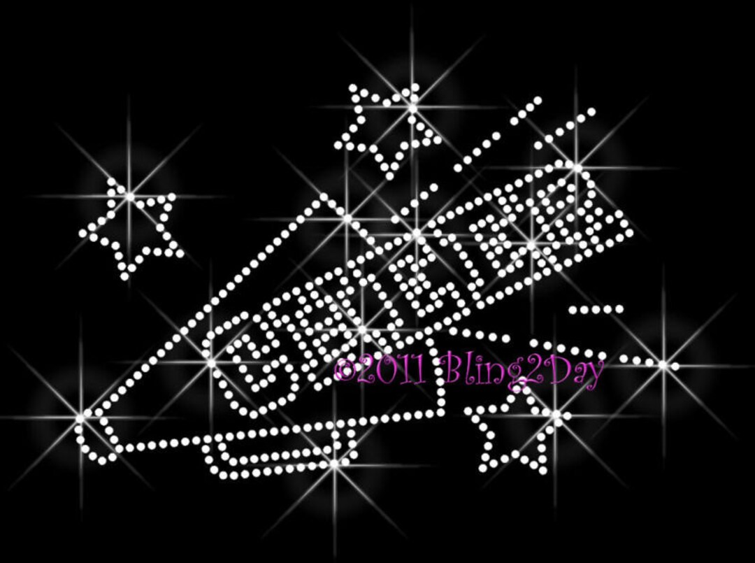 Cheer Stars Megaphone - CLEAR - Iron on Rhinestone Transfer Bling Hot ...
