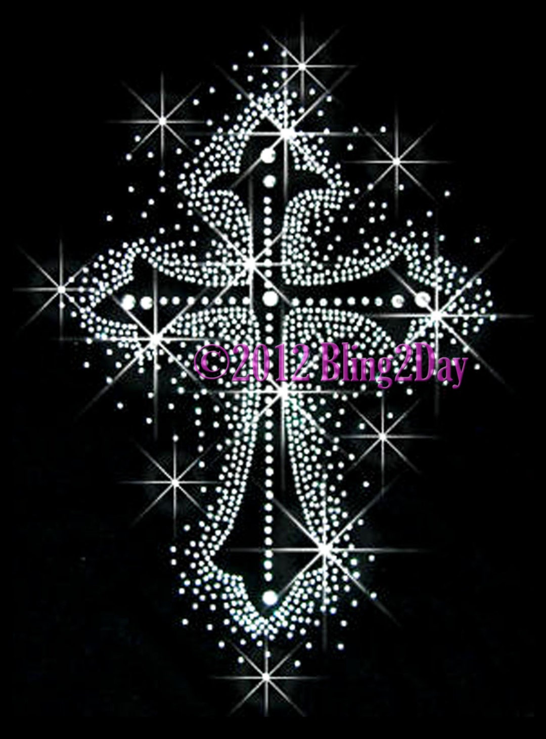 Silver Cross Bling - Iron on Rhinestone Transfer Bling Hot Fix Motif ...