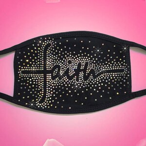Rhinestone Face Mask Faith Cross Blinged Out Face Mask on - Etsy