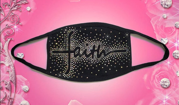 Rhinestone Face Mask Faith Cross Blinged Out Face Mask on | Etsy