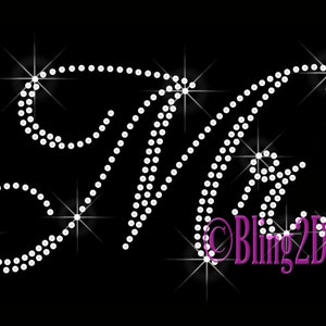 Mr Cursive Script Letters Iron on Rhinestone Transfer Bling Hot Fix ...