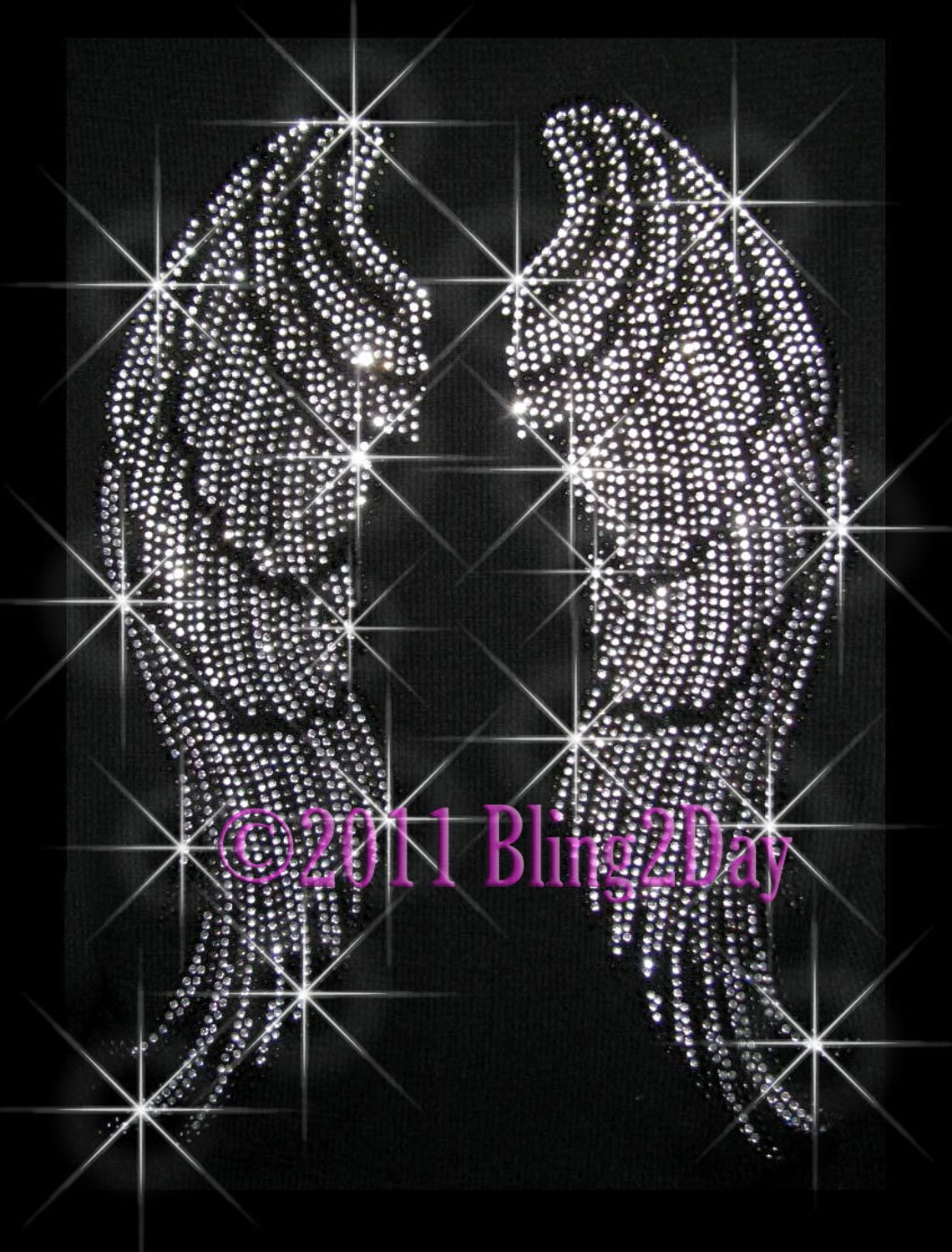 Large Angel Wings - Iron on Rhinestone Transfer Rhinestone Iron on ...