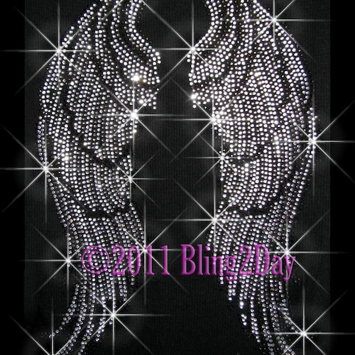 Large Angel Wings Iron on Rhinestone Transfer Rhinestone - Etsy
