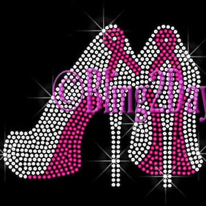 High Heel Pink Bottom - Pink Ribbon Breast Cancer - Iron on Rhinestone ...