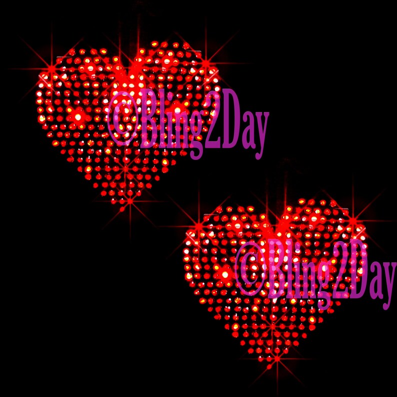 Set of 2 - Hearts - Select Your Custom Color - Iron on Rhinestone ...