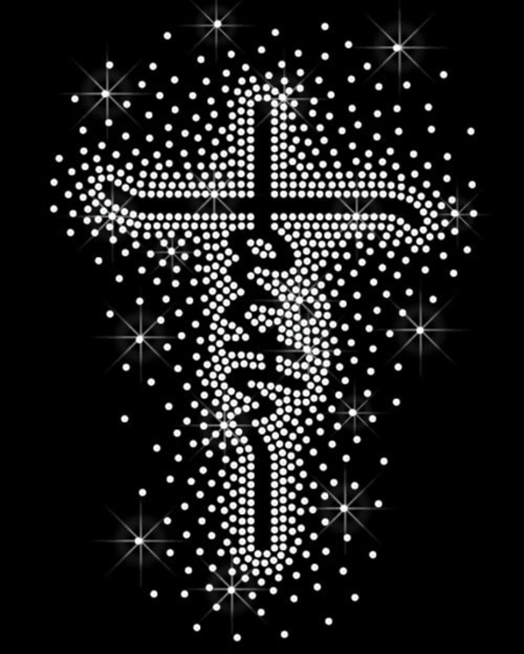 Faith Cross Blinged Out Outline - Custom Color - Iron on Rhinestone ...