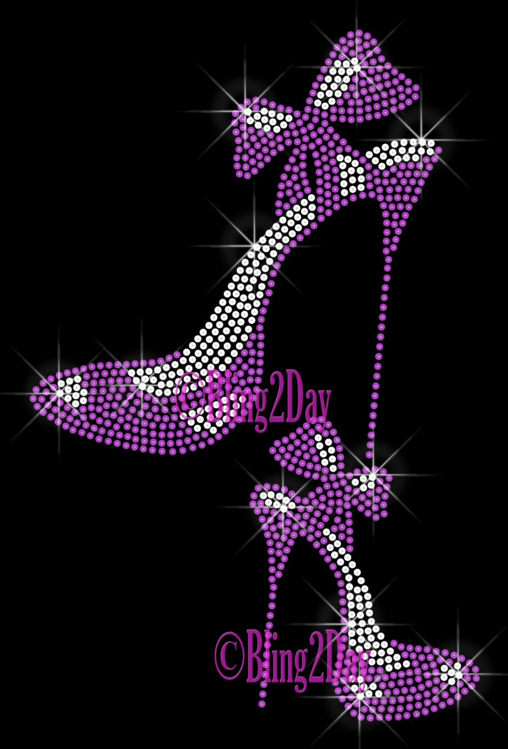 High Heel Shoe Set - Pick Custom Color - Iron on Rhinestone Transfer ...