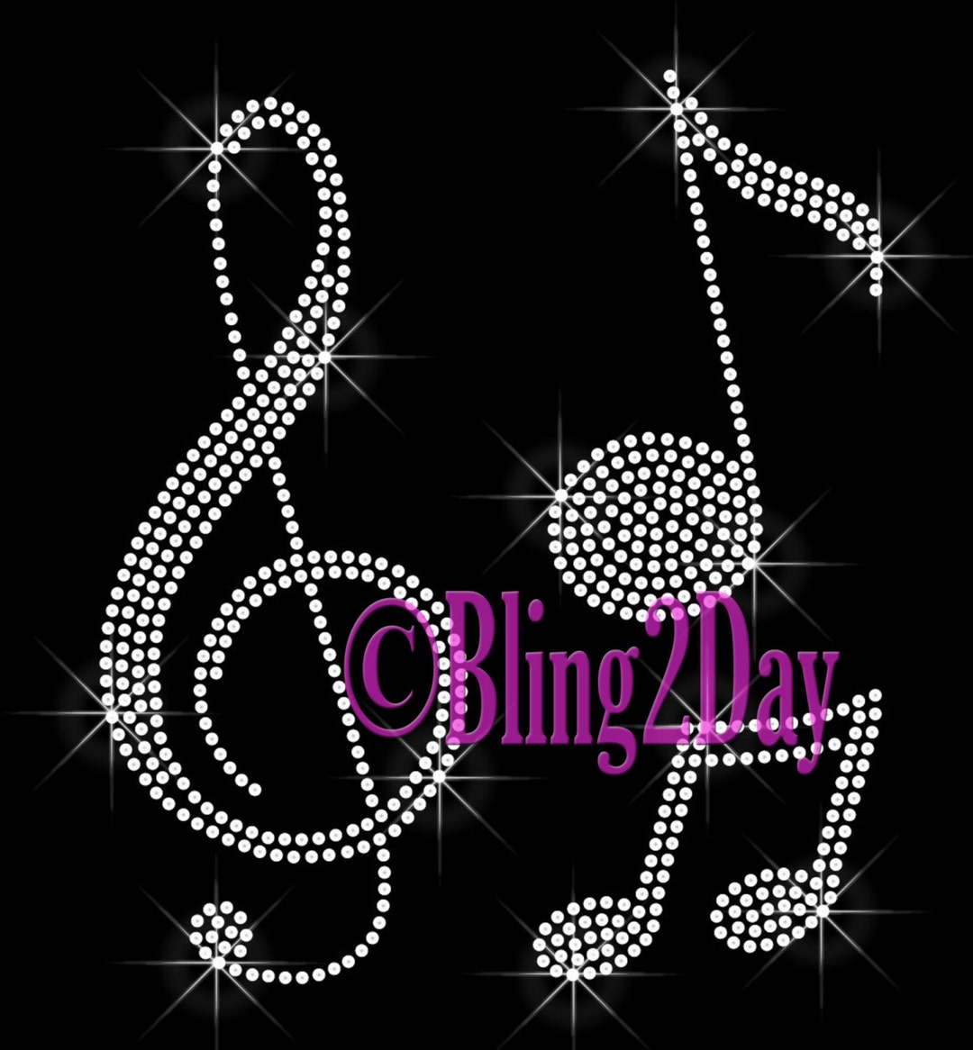 Music Note - Custom Select Color Clef and Note - Iron on Rhinestone ...