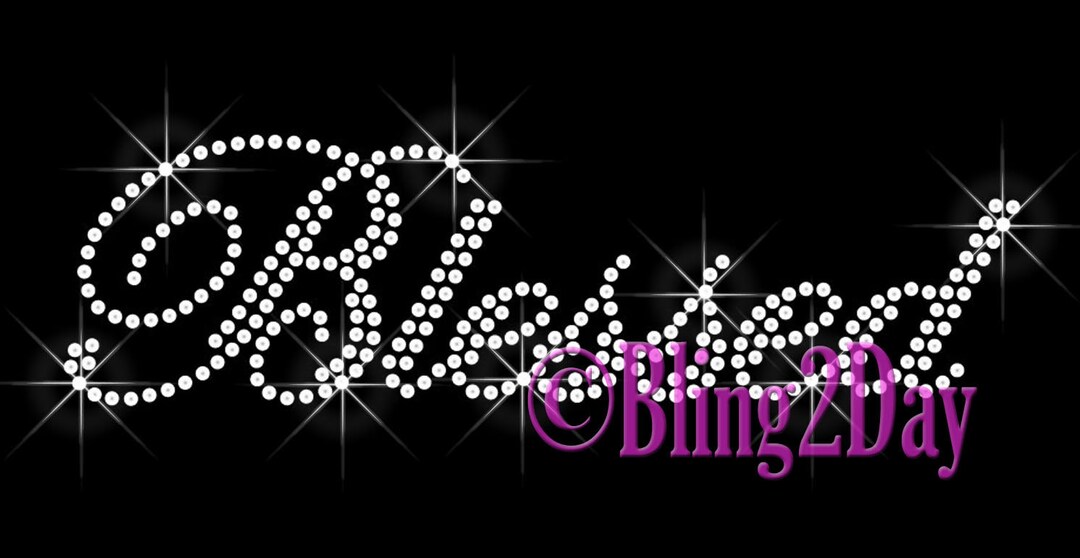 Blessed - Clear Script Letters - Iron on Rhinestone Transfer Bling Hot ...