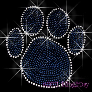 Large ROYAL BLUE Paw Print 7 X 7 Iron on Rhinestone Transfer Bling Hot ...