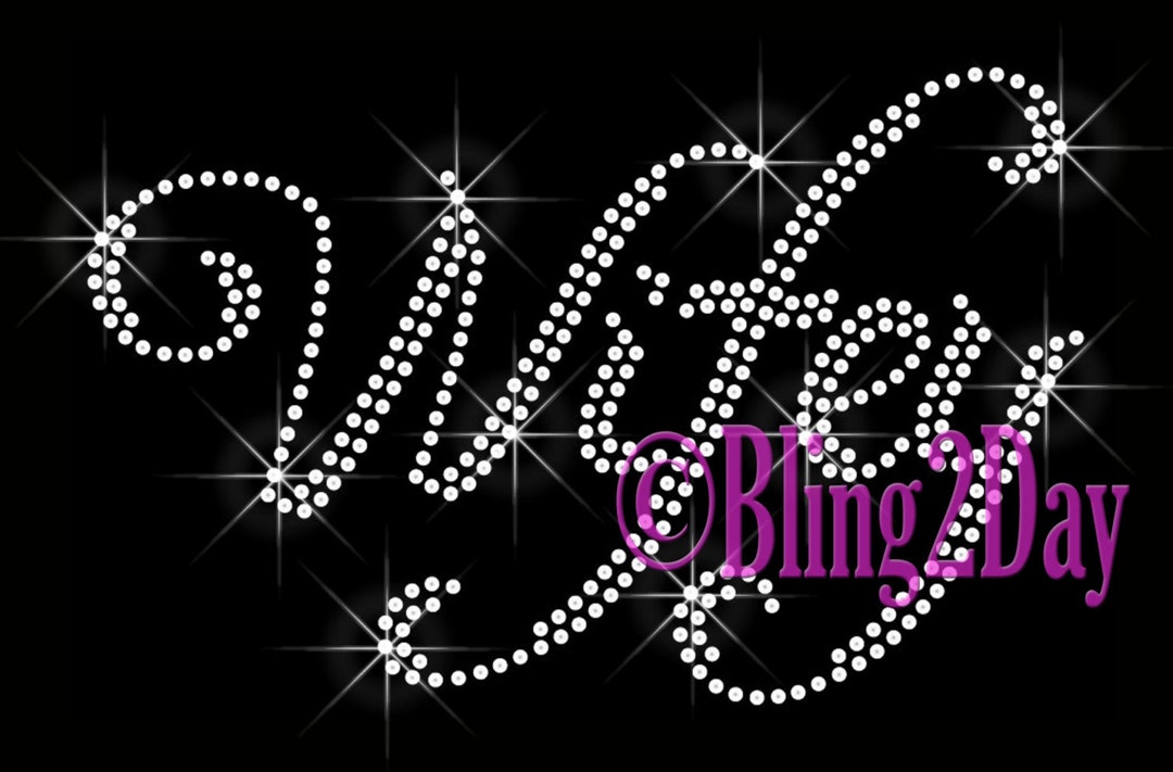 Wifey - Cursive Script Letters - Iron on Rhinestone Transfer Bling Hot Fix Bridal Bride Groom ...
