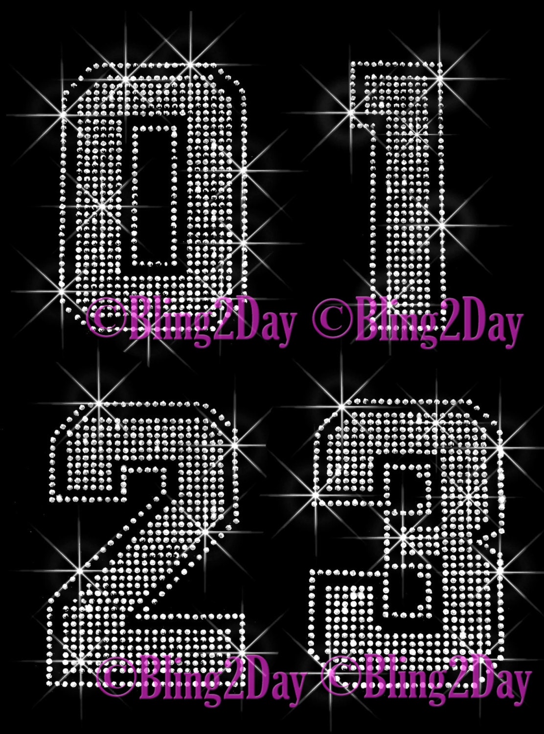 Large Jersey Number - Pick Any Number From 0-9 - Iron on Rhinestone ...