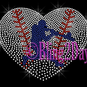 Heart - Baseball Boy With Bat and Ball - Iron on Rhinestone Transfer ...