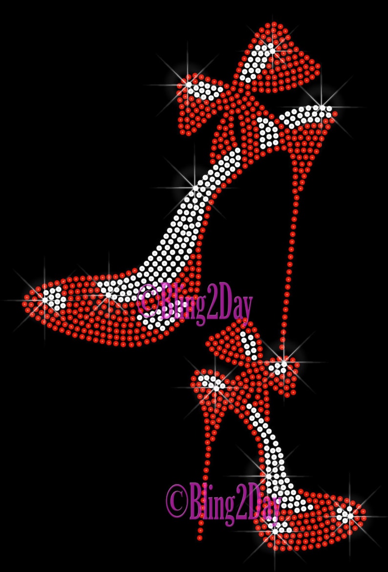 High Heel Shoe Set - Pick Custom Color - Iron on Rhinestone Transfer ...