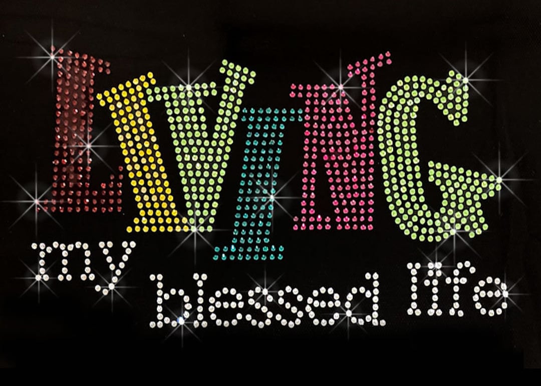 Blessed - Colorful Rhinestone Letters - Iron on Rhinestone Transfer ...