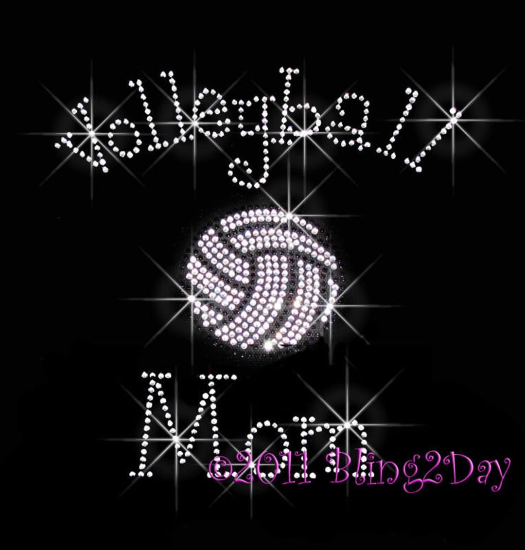 Volleyball Series - C - Iron on Volleyball Rhinestone Transfer Bling ...