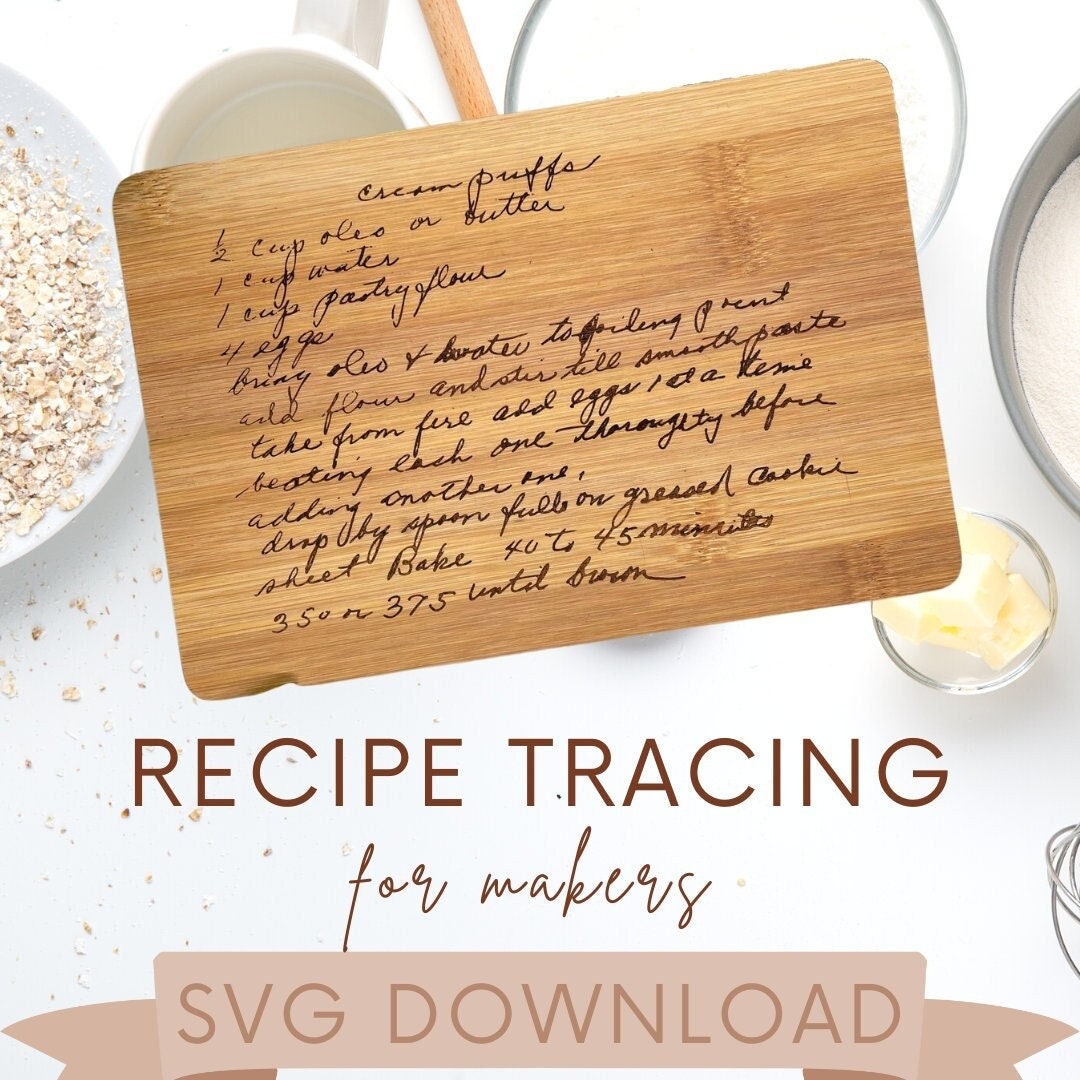 Recipe Tracing for Makers, Handwritten Recipe Tracing, Laser Engraved ...