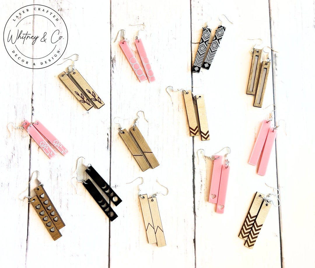 Bar Dangle Earring SVG Laser Cut File | Glowforge SVG | Laser SVG | Cut ...