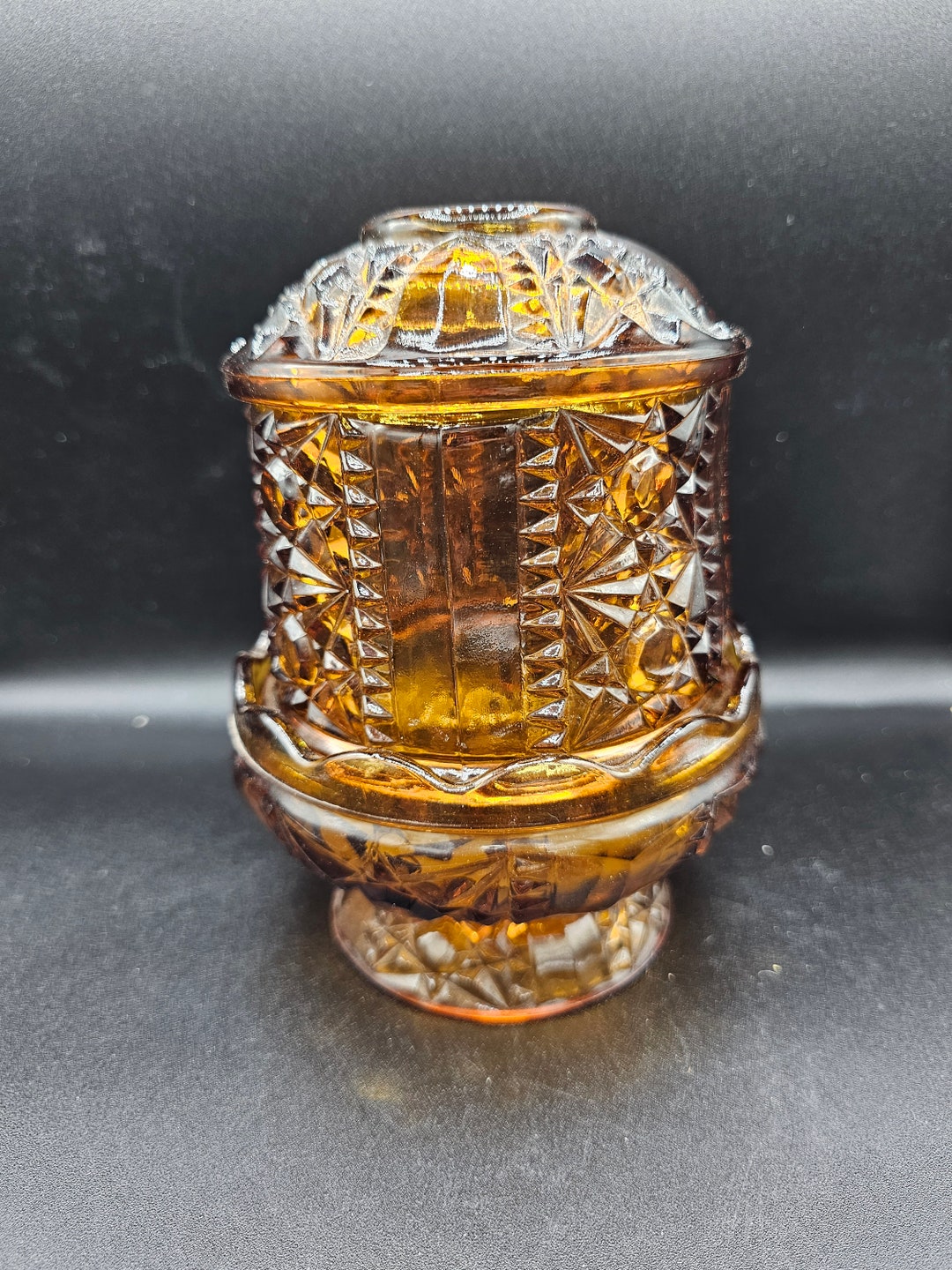 Vintage Amber Indiana Glass stars and Bars Fairy Lampy - Etsy