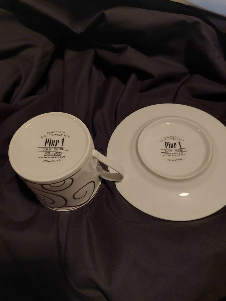 Set of Two Pier 1 Gold Swirl Cups and Saucers. - Etsy