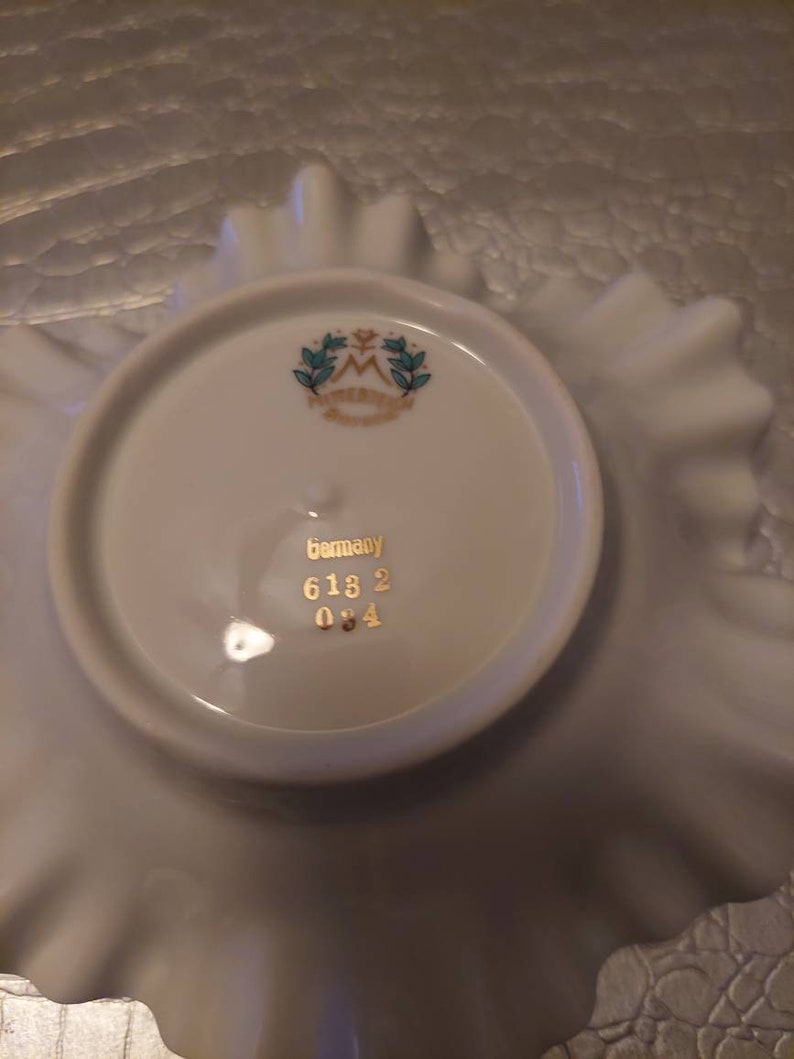 Mitterteich Bavaria German Candy Dish W/ Yellow Flowers and Ruffled ...