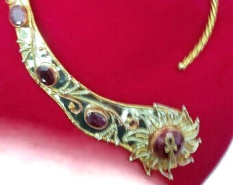 Ankh Choker W/ 6 Ruby Agate Gemstones. ancientegyptian | Etsy