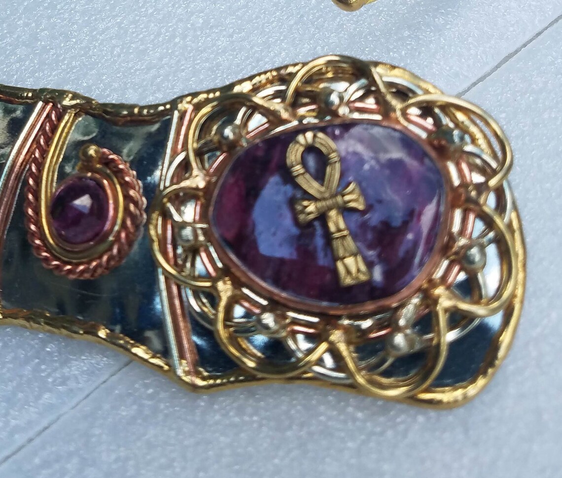 Ankh Choker W/ 6 Ruby Agate Gemstones. ancientegyptian - Etsy