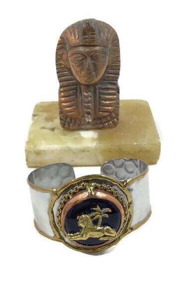 Sphinx charm Bracelet with Black Onyx stone. Ancient Egyptian | Etsy