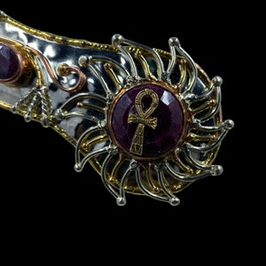 Egyptian Kemetic Jewelry Ankh Choker W/ 3 Ruby Agate Gemstones With ...