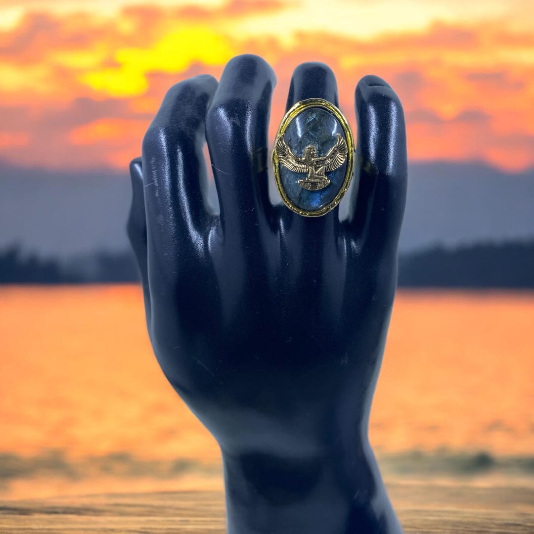 Ancient Egyptian Maat Symbol on a Labradorite Stone With a Gold Plated ...