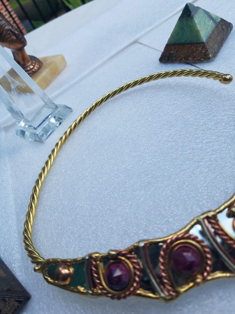 Ankh Choker W/ 6 Ruby Agate Gemstones. ancientegyptian - Etsy