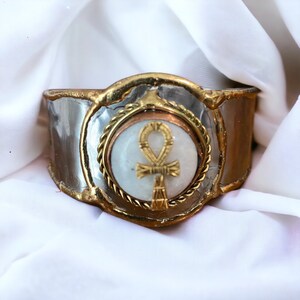 Moonstone W/ankh Charm on a Cuff Bracelet. #straightpathjewelry # ...