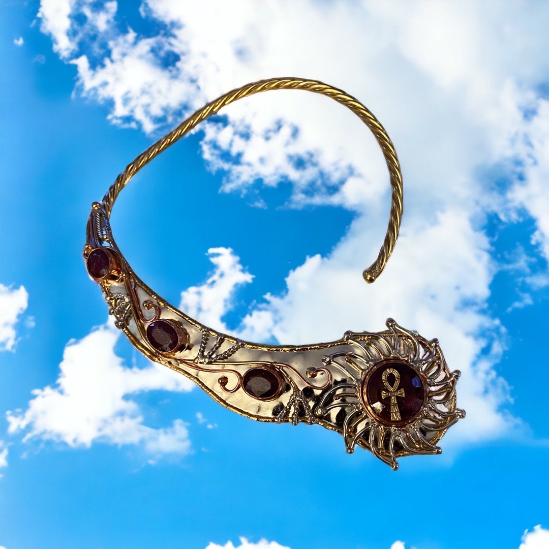 Women's History Month Ankh Choker W/ 3 Ruby Agate Gemstones ...