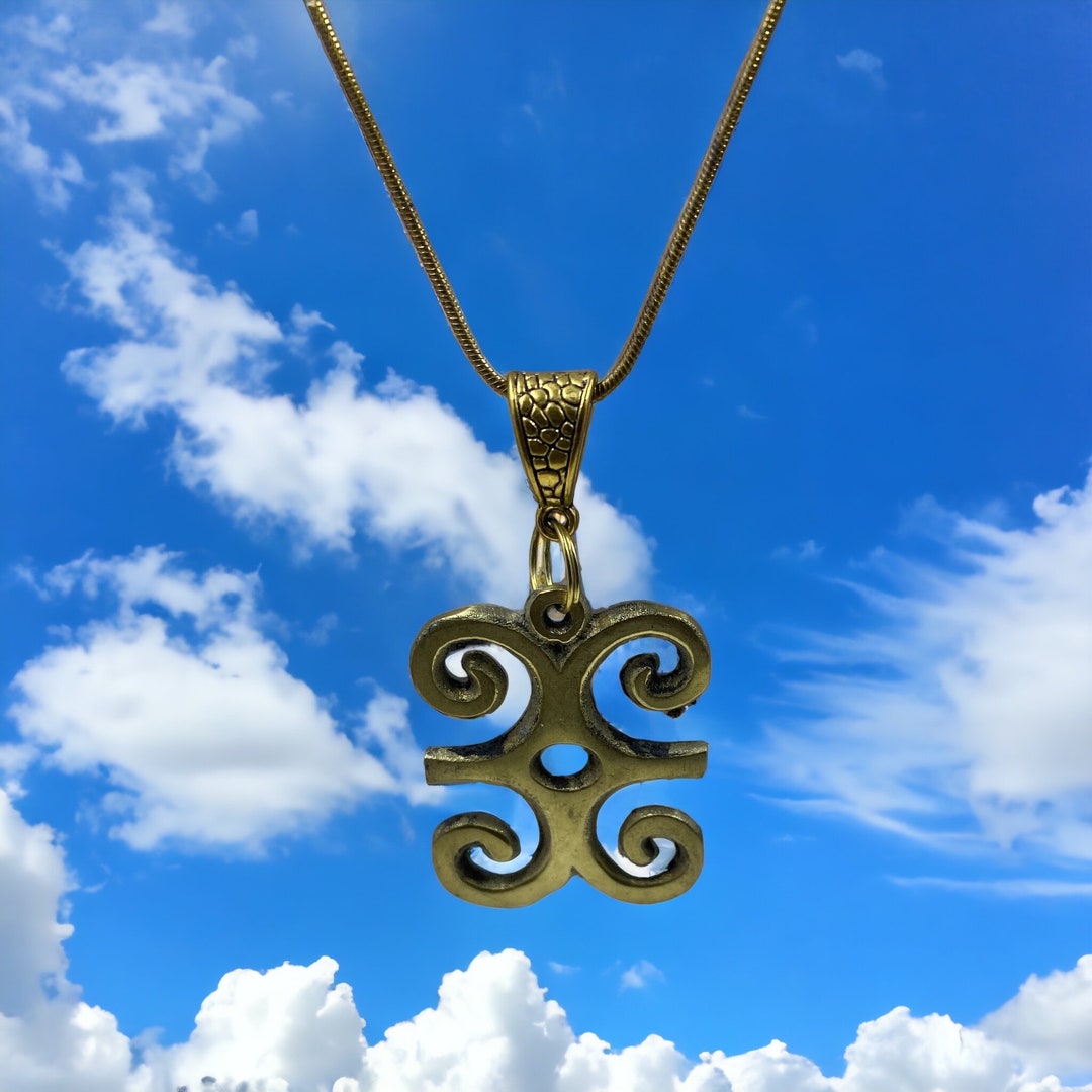 Gold-plated Adinkra Symbol Necklace - Wisdom Inspiring Design # ...