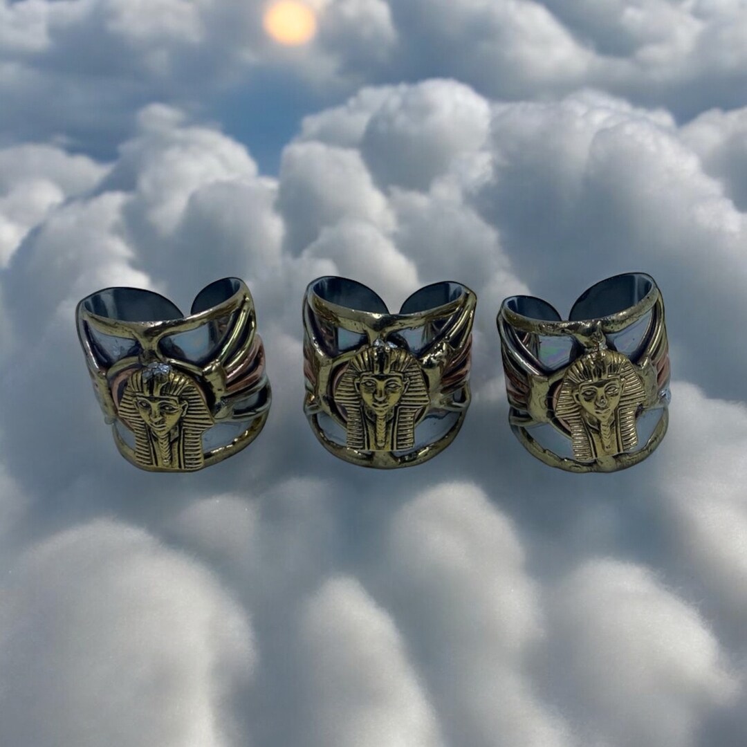 3 Head of a Pharaoh Rings. #straightpathjewelry #egyptianjewelry # ...
